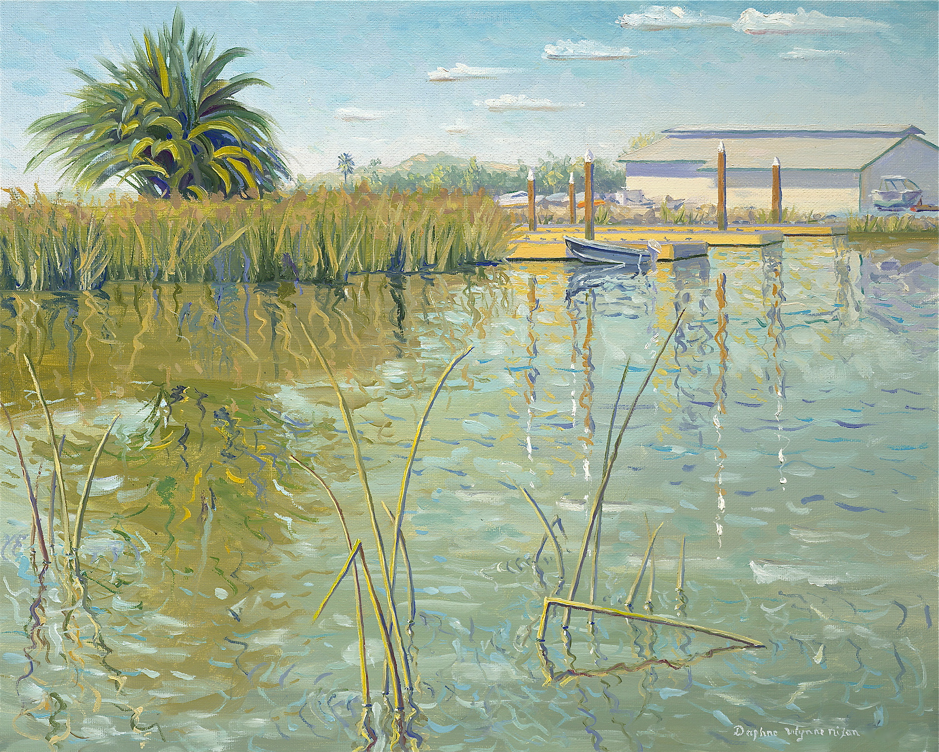 “Tule Reeds in Suisun Harbor”, 16″ x 20″ by Daphne Wynne Nixon – Daphne ...